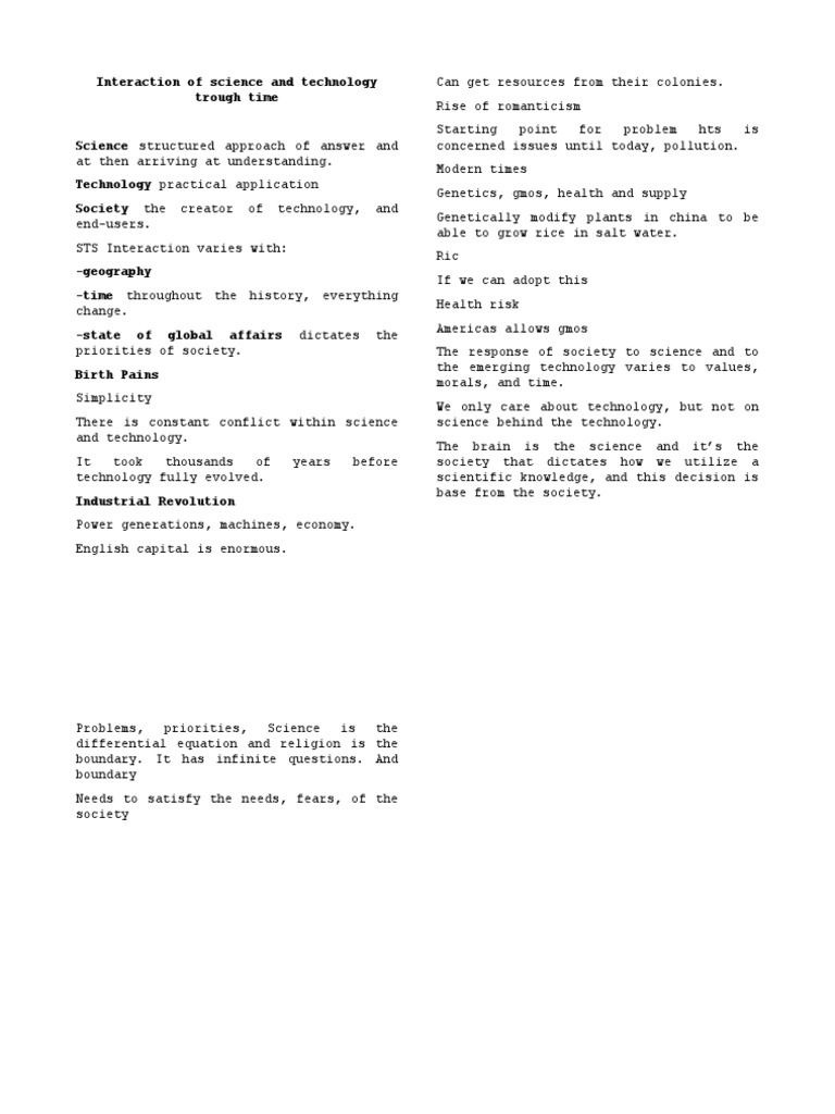 Interaction of Science and Technology Trough Time | PDF