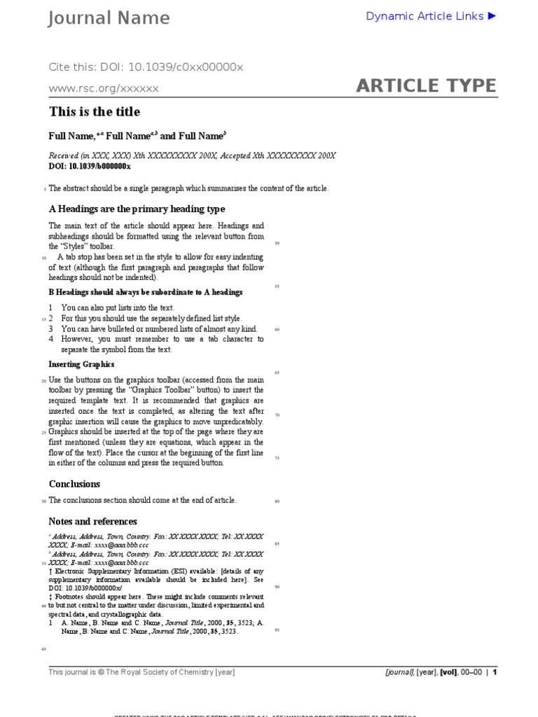 RSC Article Template | Paragraph | Computing