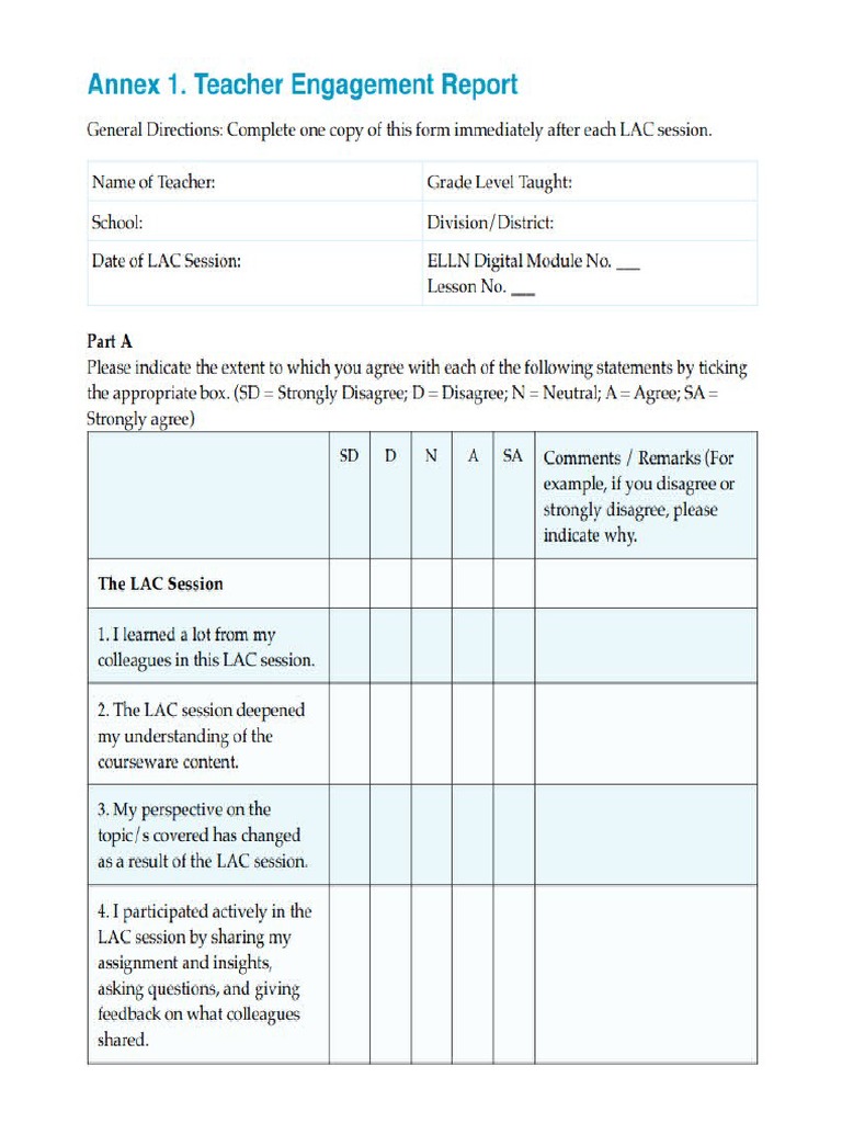 Teacher Engagement Form | PDF