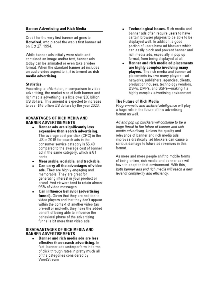 Banner Advertising and Rich Media | PDF | Advertising | Computing