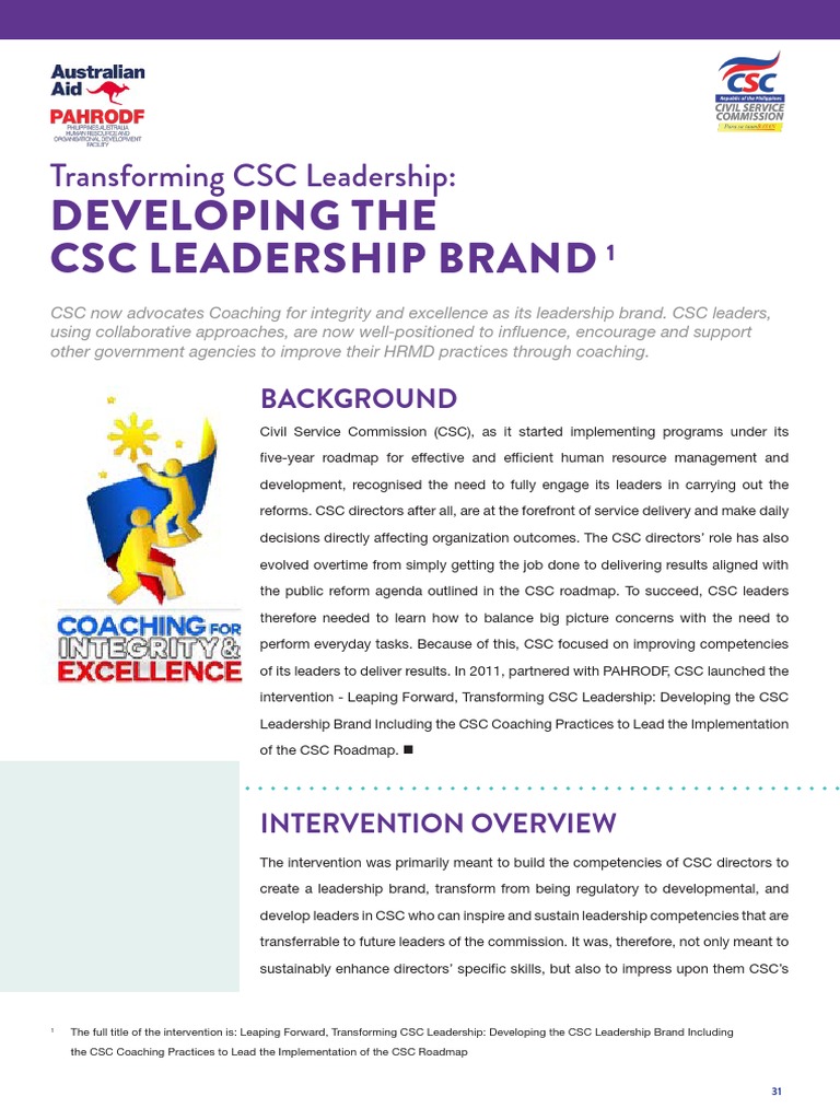 CSC 03 Transforming CSC Leadership | PDF | Leadership | Brand