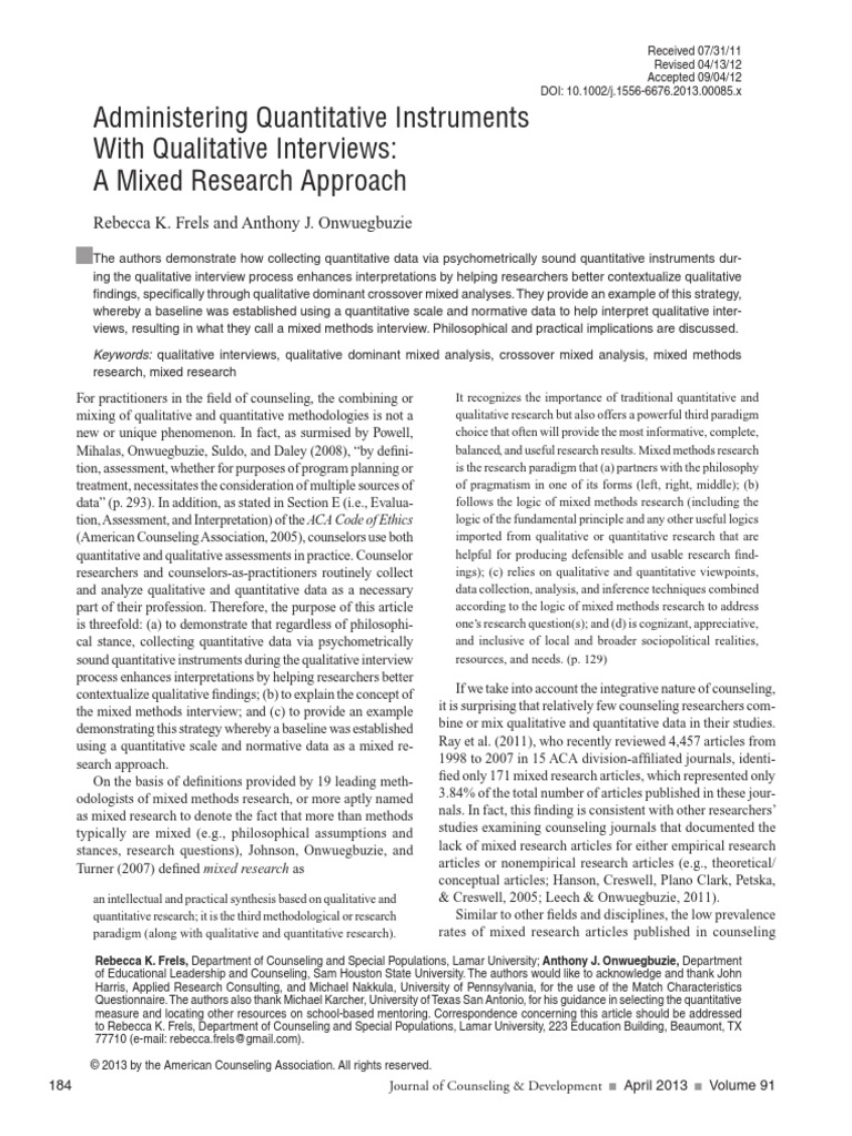Administering Quantitative Instruments With Qualitative Interviews: A ...