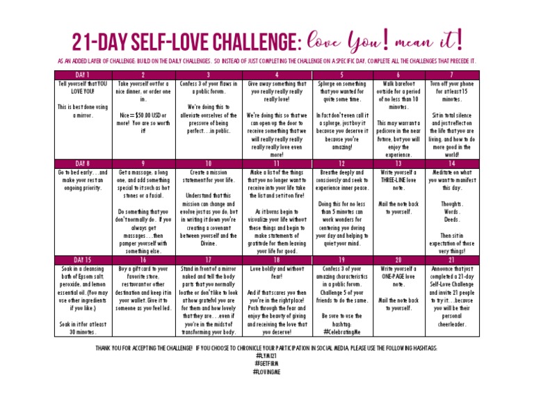 21-Day Self-Love Challenge Guide | PDF