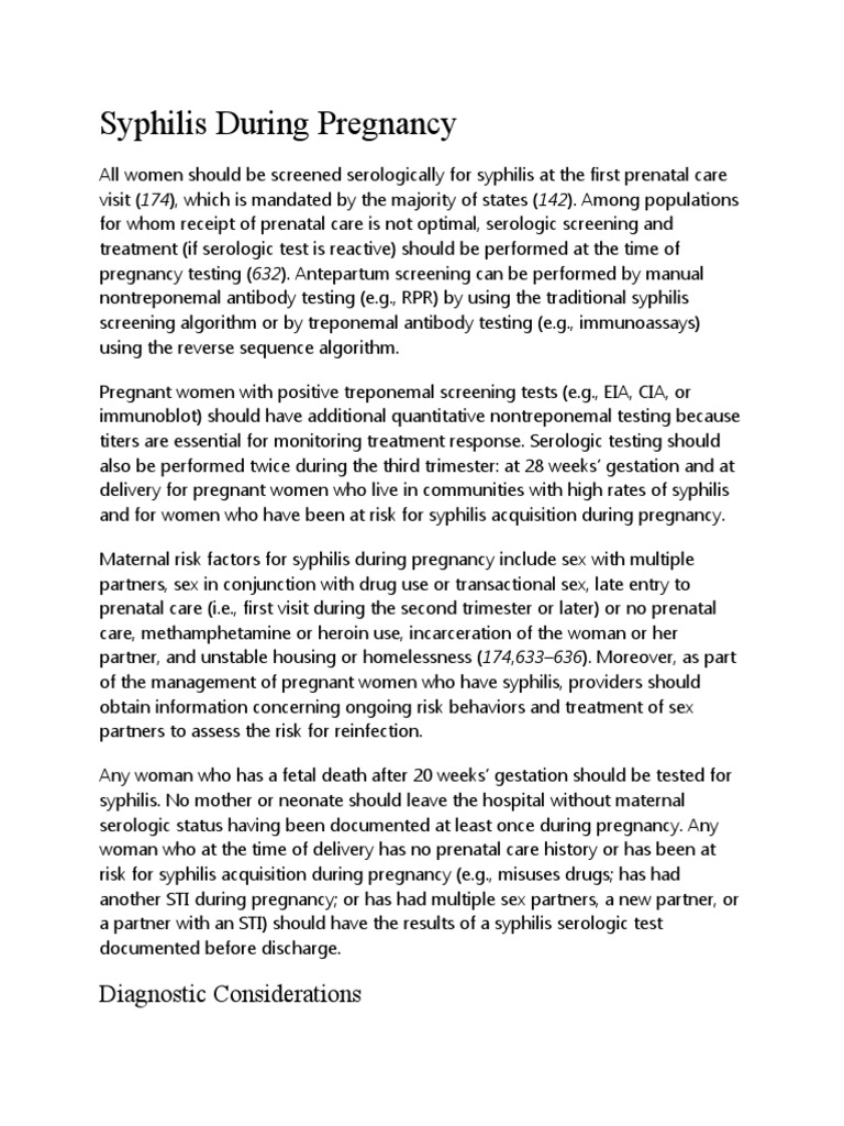 SYPHILIS in Pregnancy CDC | PDF | Pregnancy | Prenatal Development