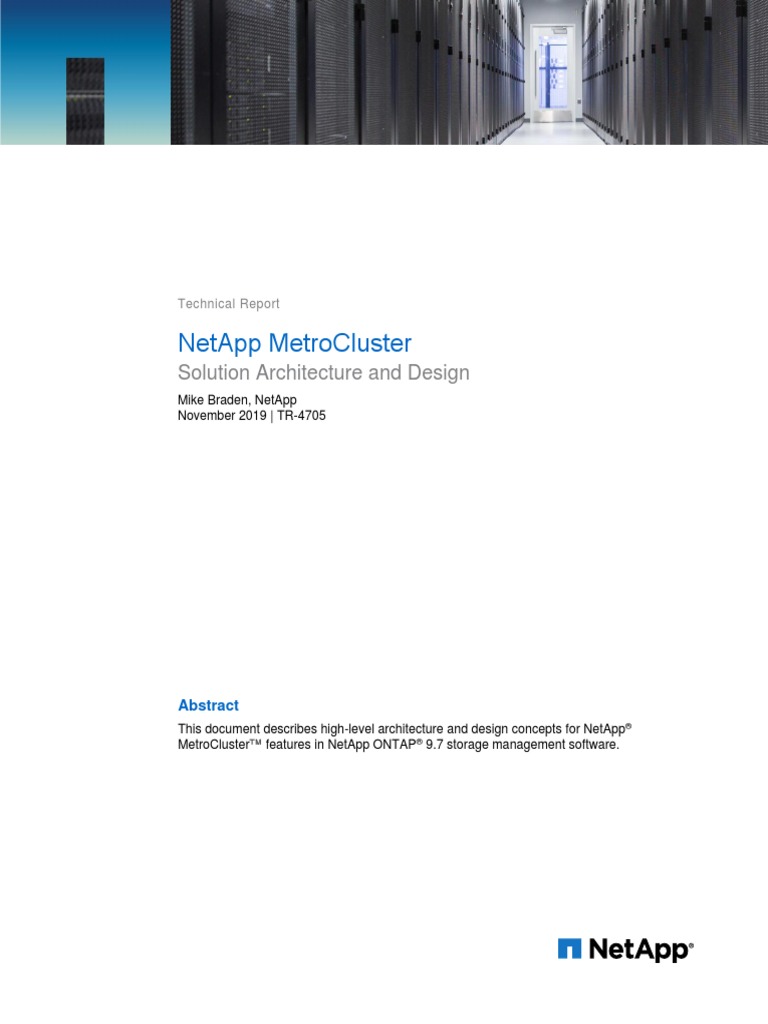 NetApp Metrocluster TR4705 | PDF | Information Retrieval | Computing