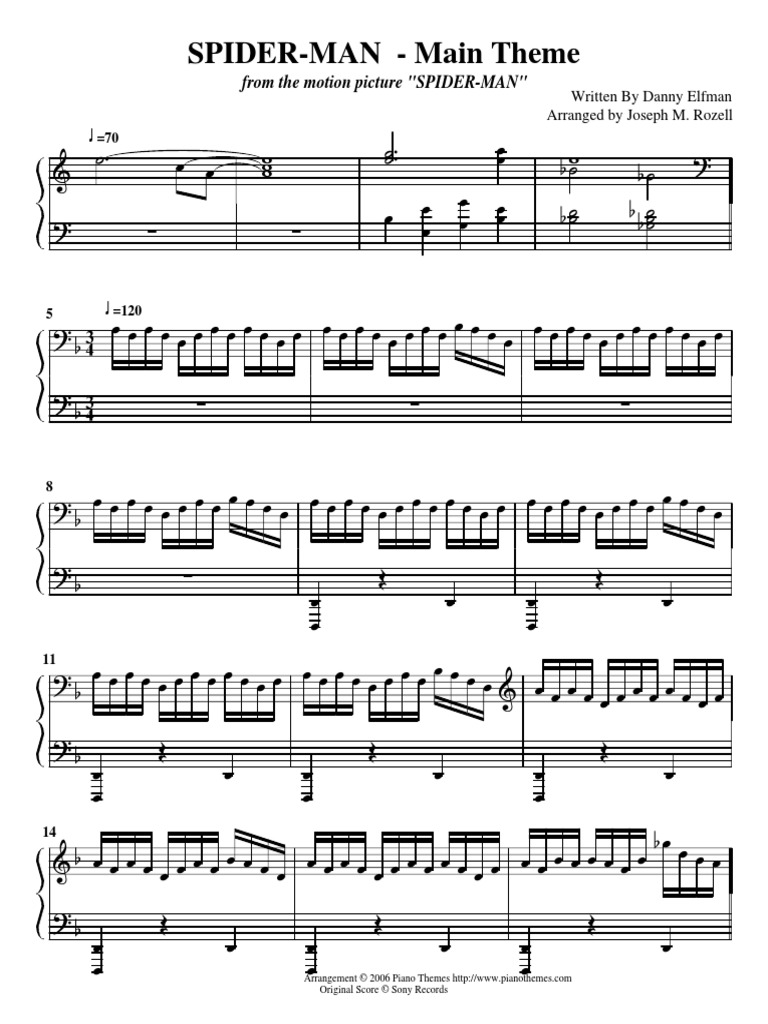SPIDER-MAN - Main Theme | PDF