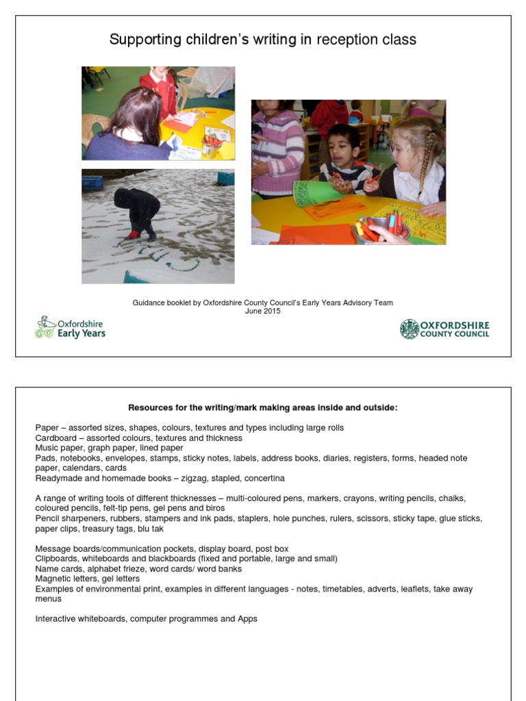 Supporting Children's Writing in Reception Class | PDF | Phonics ...