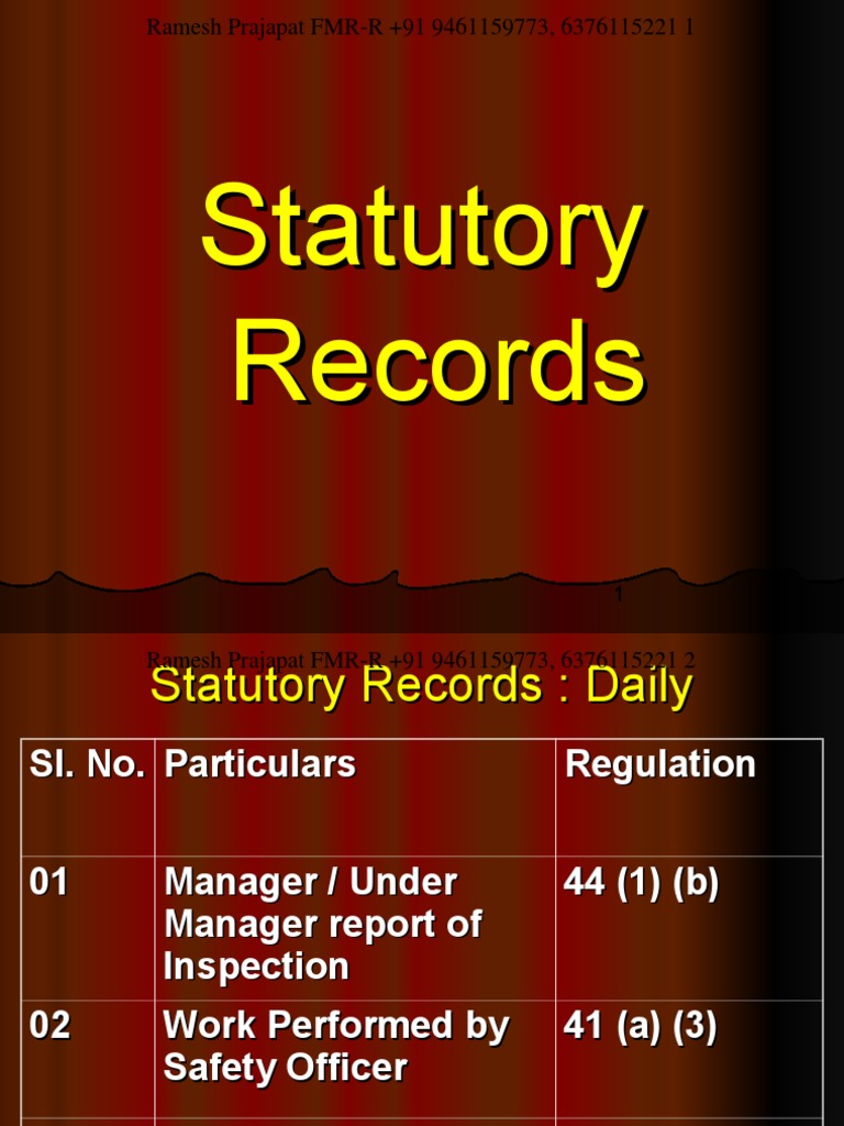 Statutory Records @9461159773 | PDF | Safety