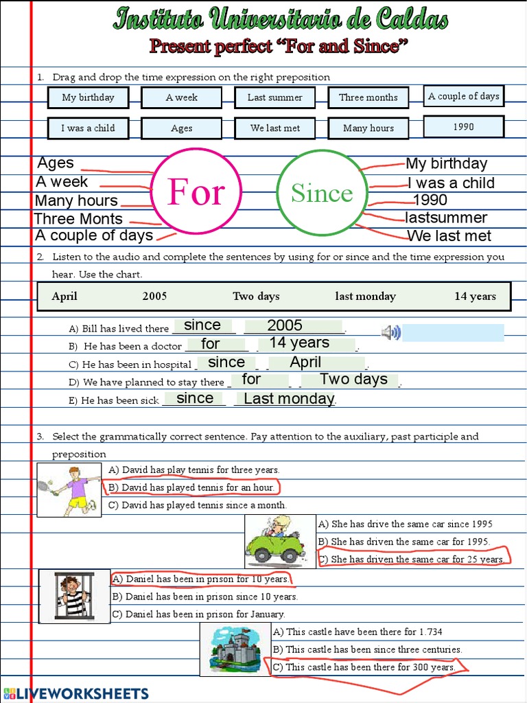 Present Perfect "For and Since" | PDF | Cognitive Science | Perfect ...