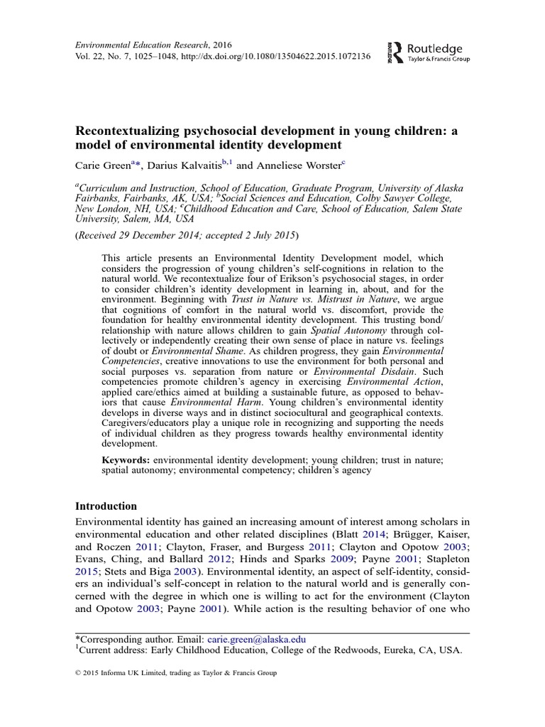 Psychosocial Development in Relation To The Environment | PDF ...