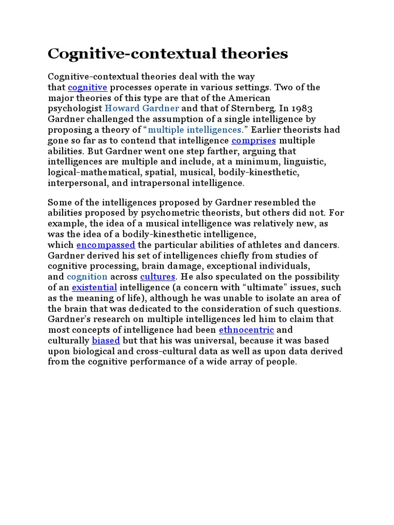 Cognitive-Contextual Theories | PDF | Intelligence | Emotional Intelligence