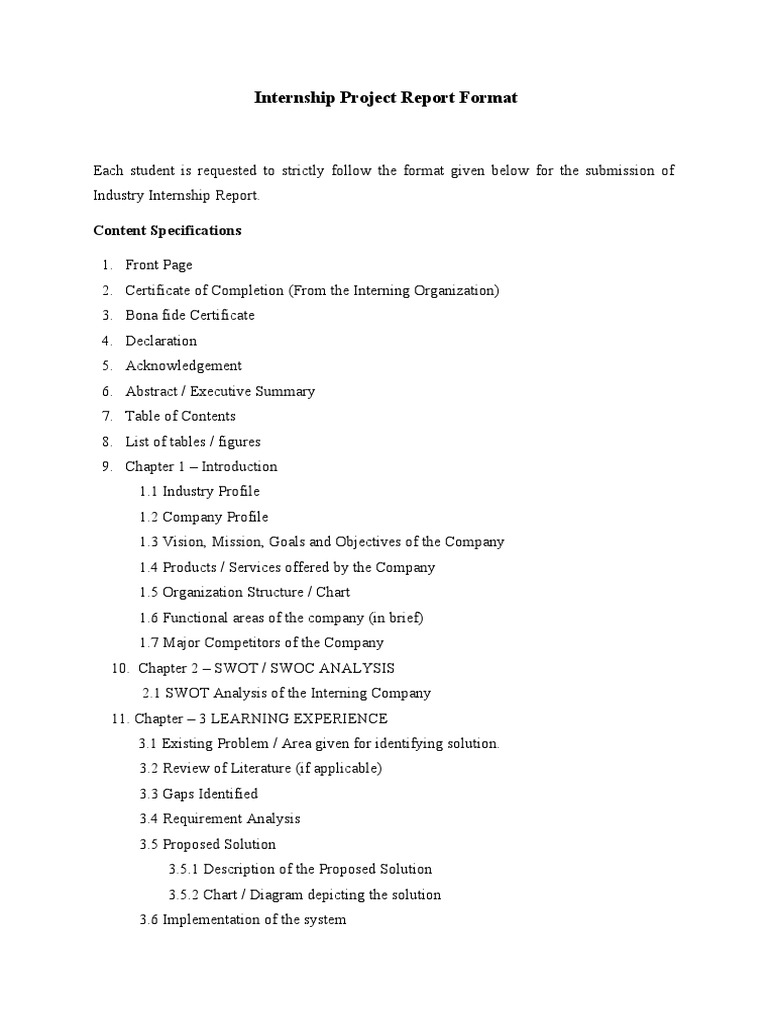 Internship Project Report Format | PDF | Bracket | Comma