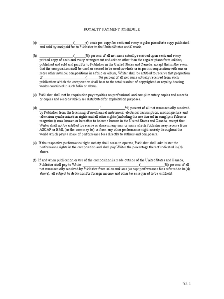 18 - Royalty Payment Schedule | PDF | Royalty Payment | Taxes