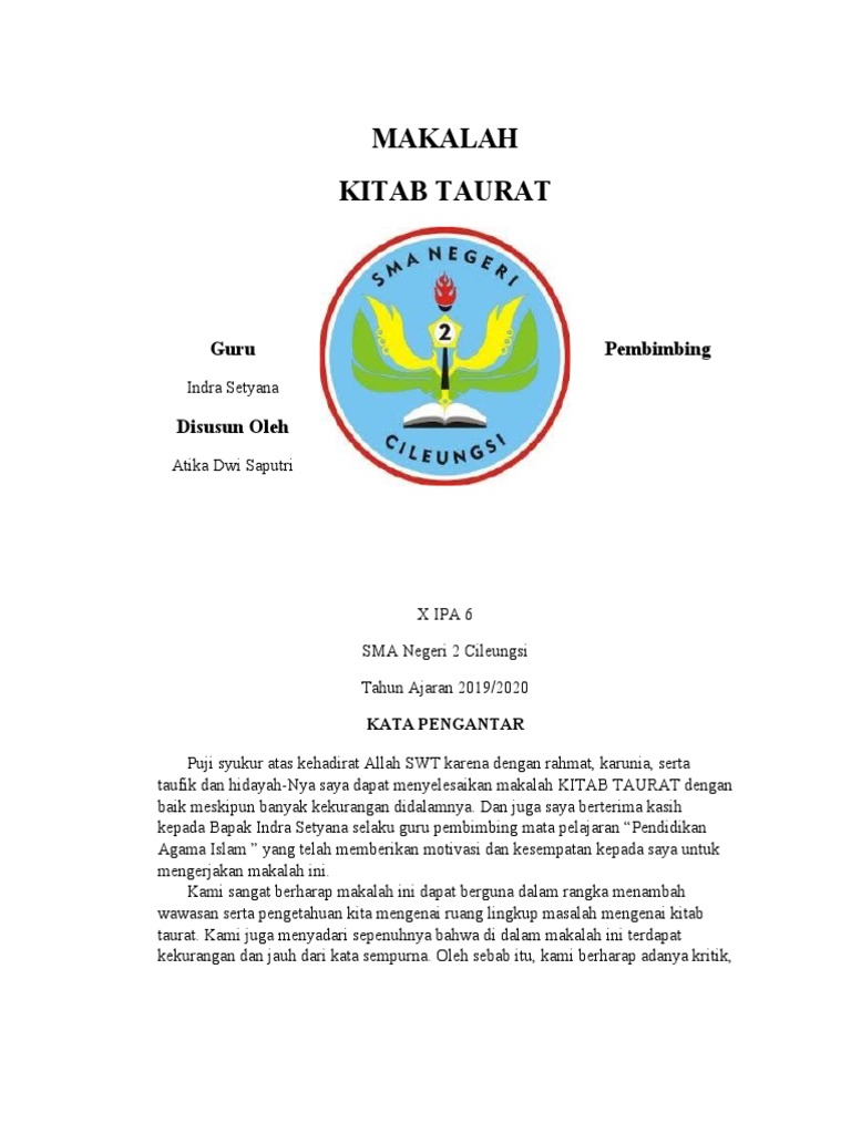 Makalah Sejarah dan Fungsi Kitab Taurat | PDF