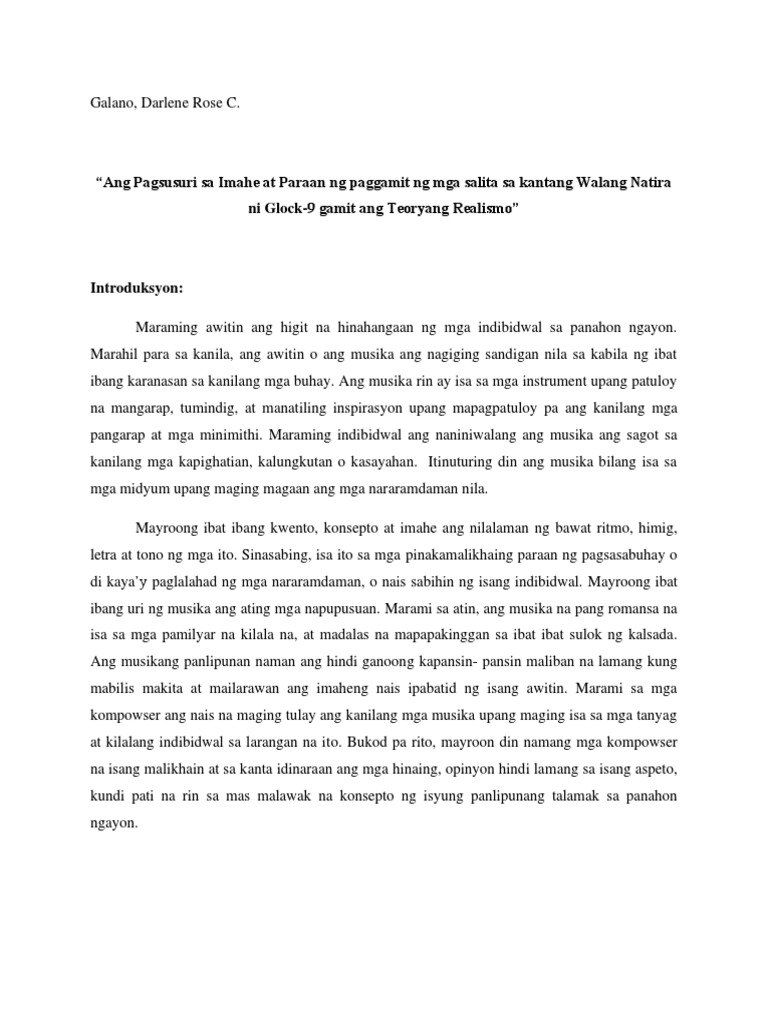 Ang Pagsusuri Sa Imahe at Paraan NG Paggamit NG Mga Salita | PDF