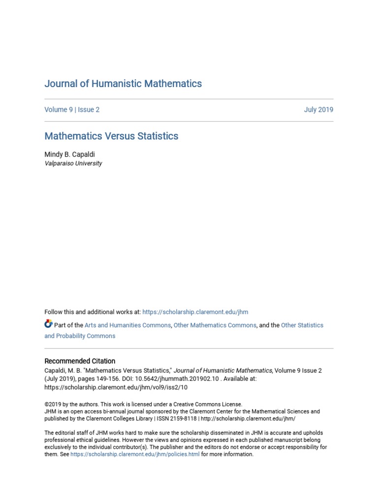 Mathematics Versus Statistics | PDF | Statistics | Mathematics