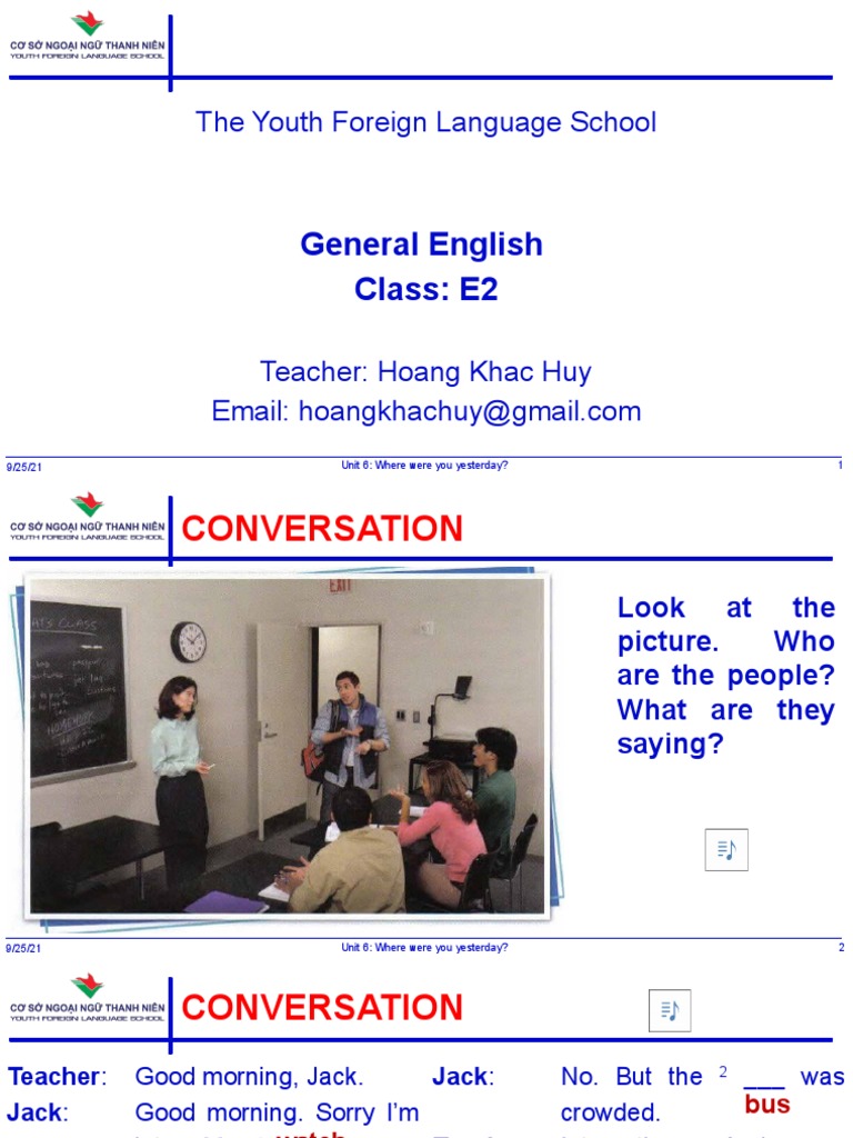 The Youth Foreign Language School: General English Class: E2 | PDF