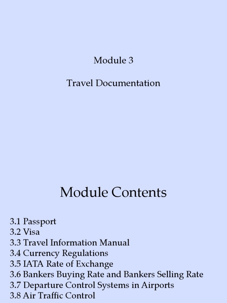 Module 3 - Travel Documentation | PDF | Air Traffic Control | Passport