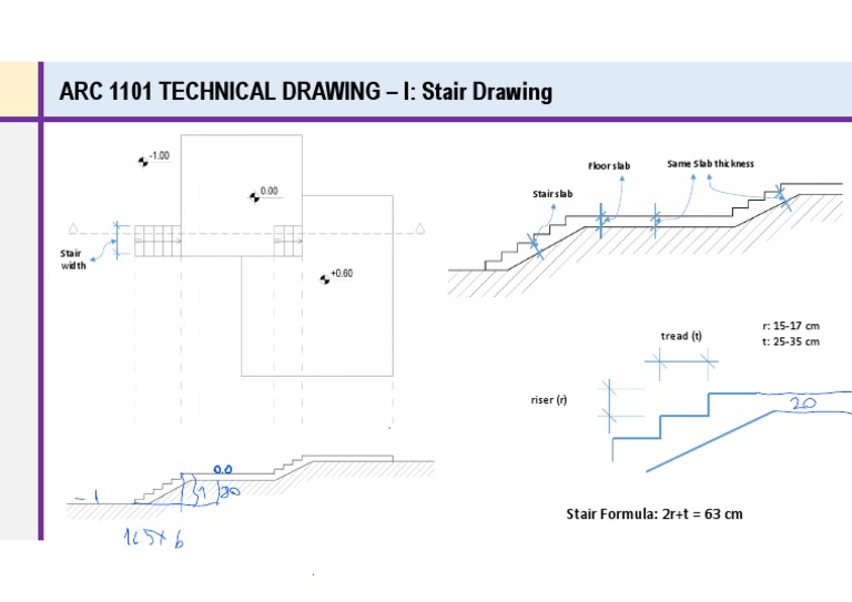 ARC 1101 TECHNICAL DRAWING - I: Stair Drawing: Same Slab Thickness ...