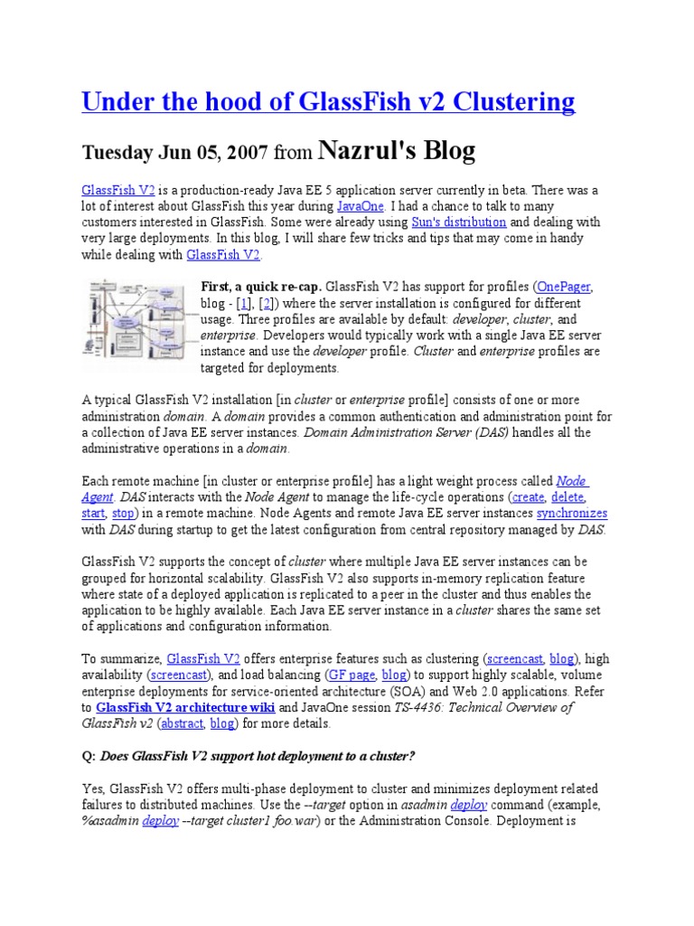 Under The Hood of GlassFish v2 Clustering | PDF | Distributed Computing Architecture | Computer ...