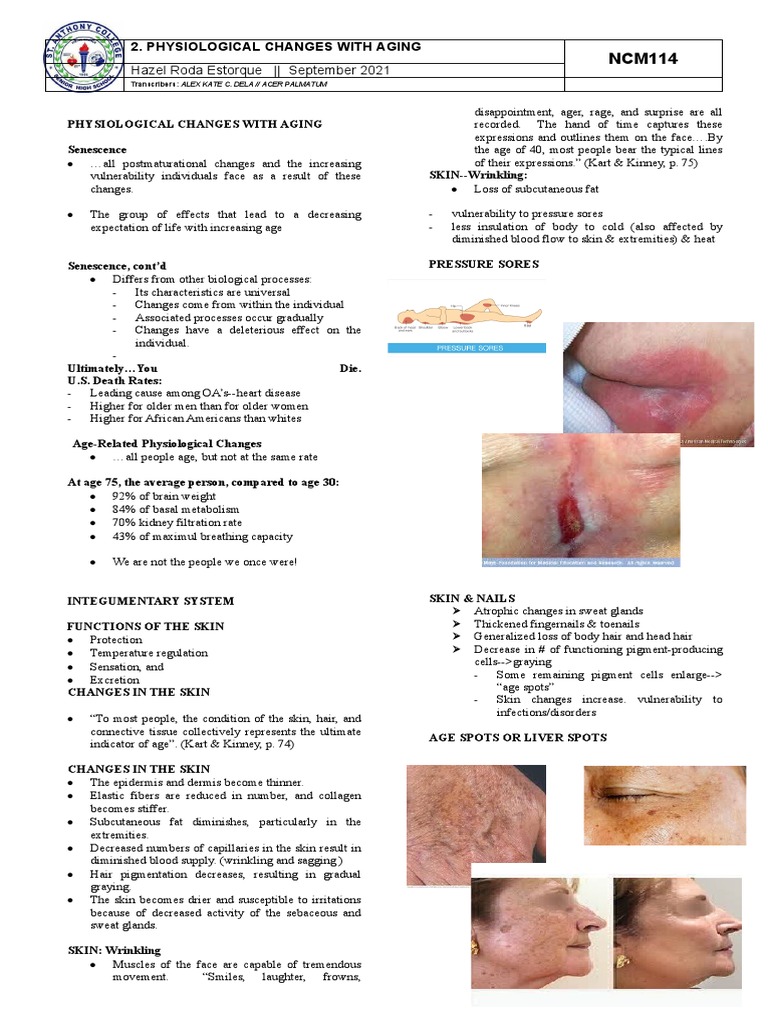 Hazel Roda Estorque - September 2021: 2. Physiological Changes With Aging | PDF | Skin ...