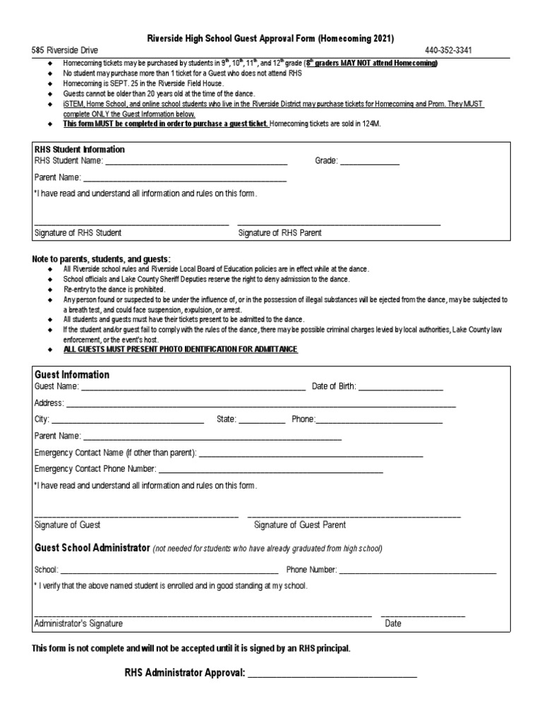 RHS Guest Approval Form | PDF | Crimes | Crime & Violence