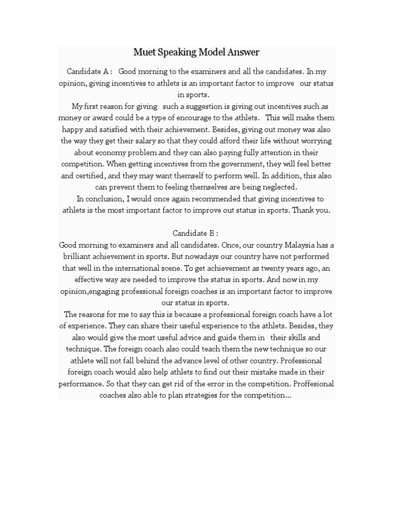 Muet Speaking Model Answer | PDF | Communication | Facebook