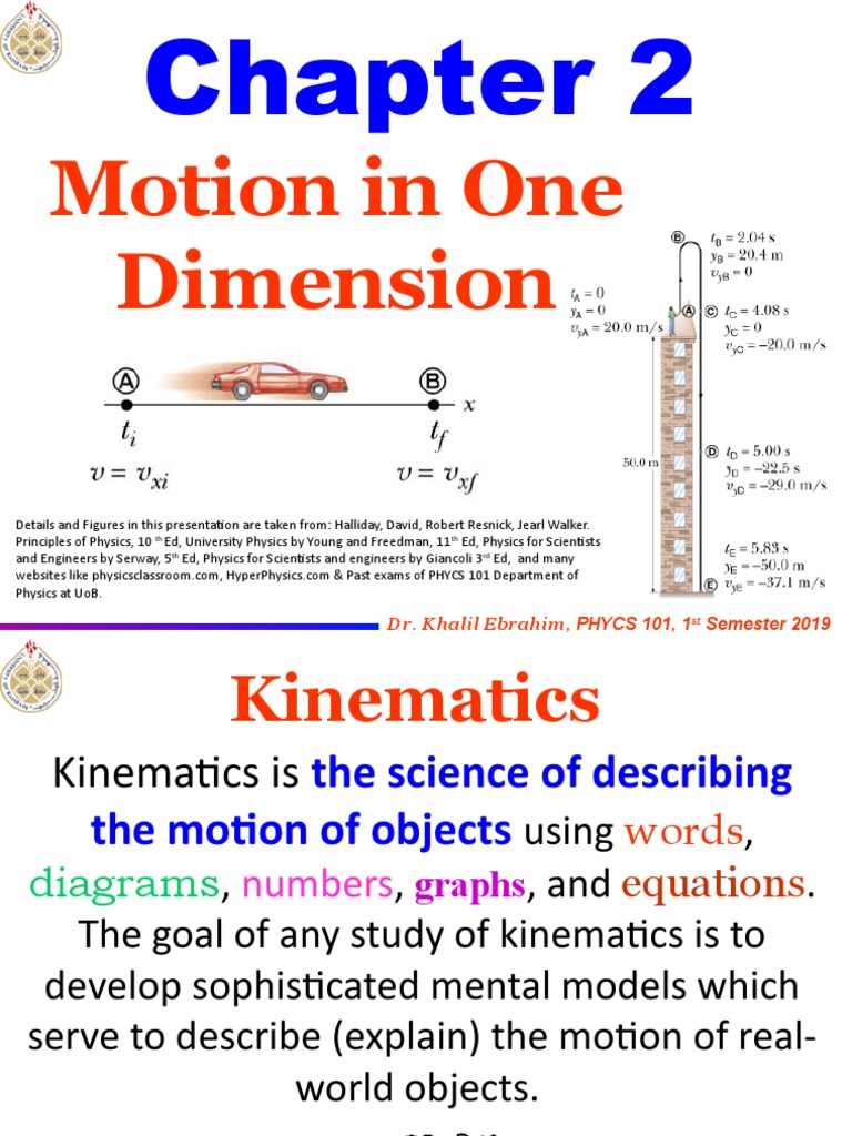 Chapter 2-1 Motion in One Dimension | PDF | Velocity | Acceleration