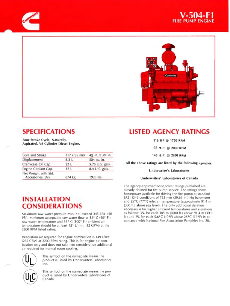 Cummins V 504 f1 Specs | PDF