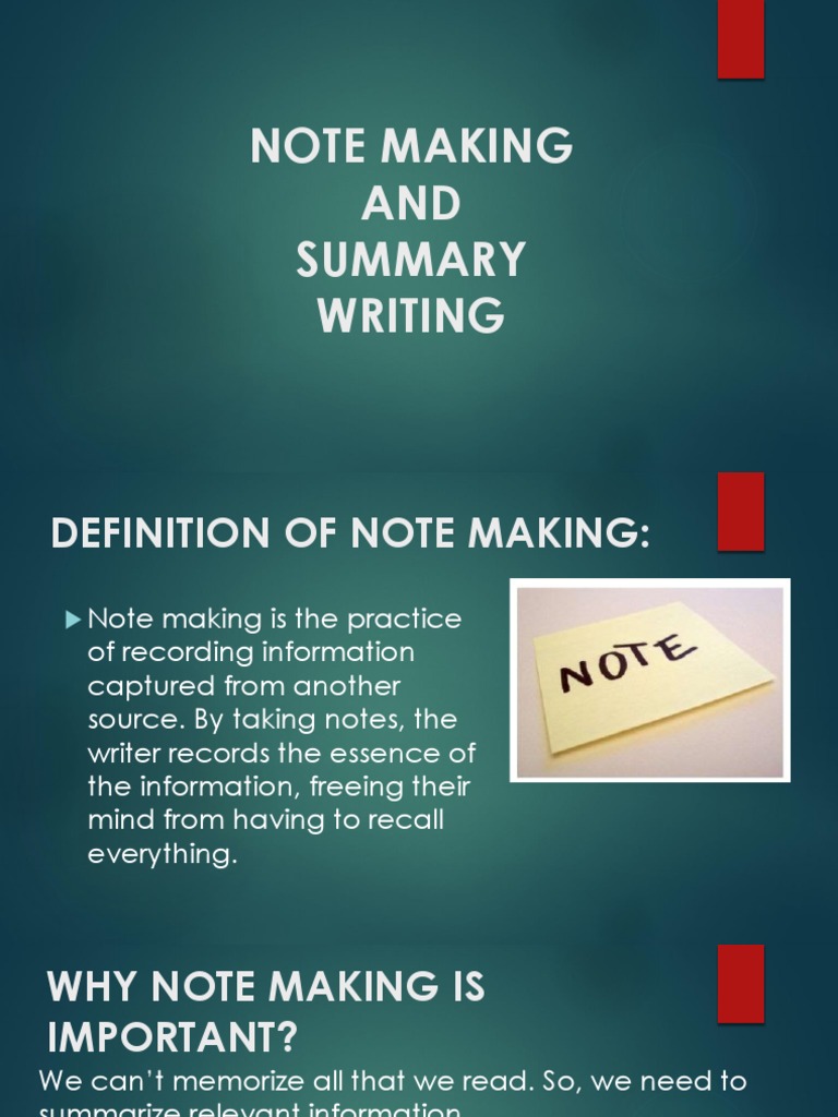Summary and Note Making | PDF