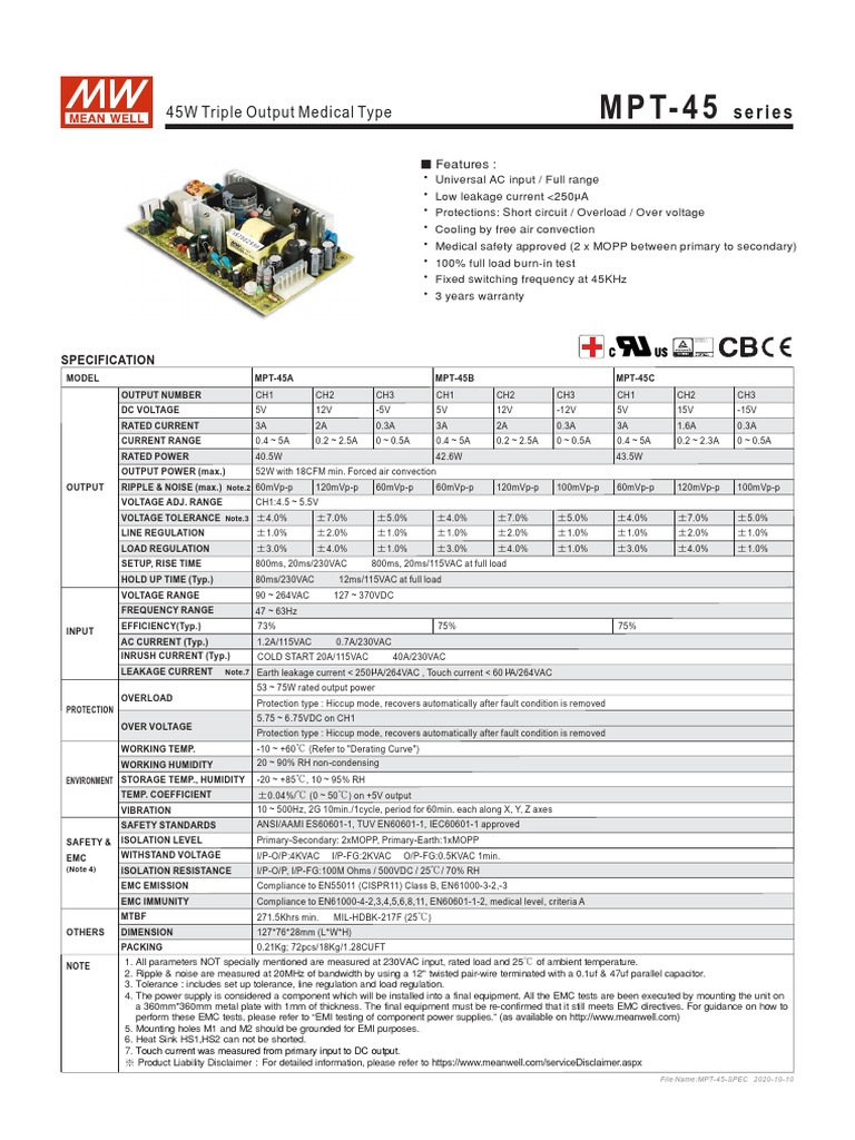 MPT 45 Spec | PDF | Rectifier | Electromagnetic Compatibility