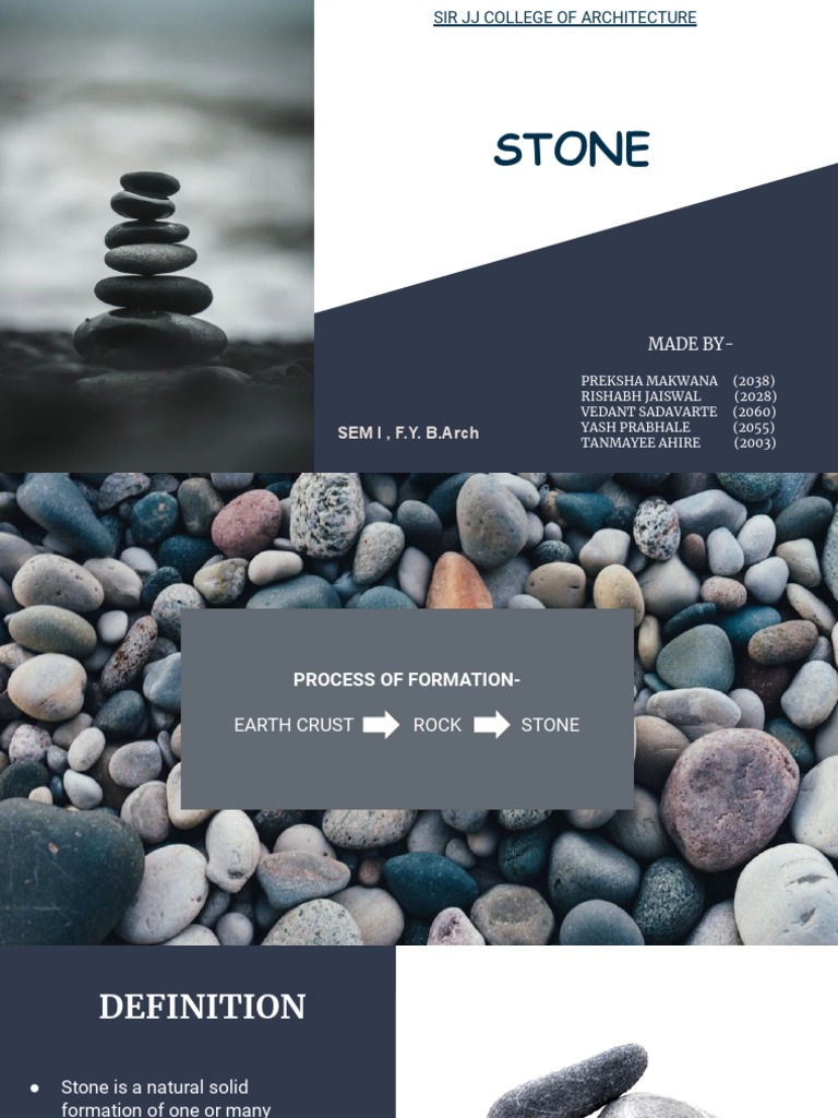 Stone: SEM I, F.Y. B.Arch | PDF | Masonry | Rock (Geology)