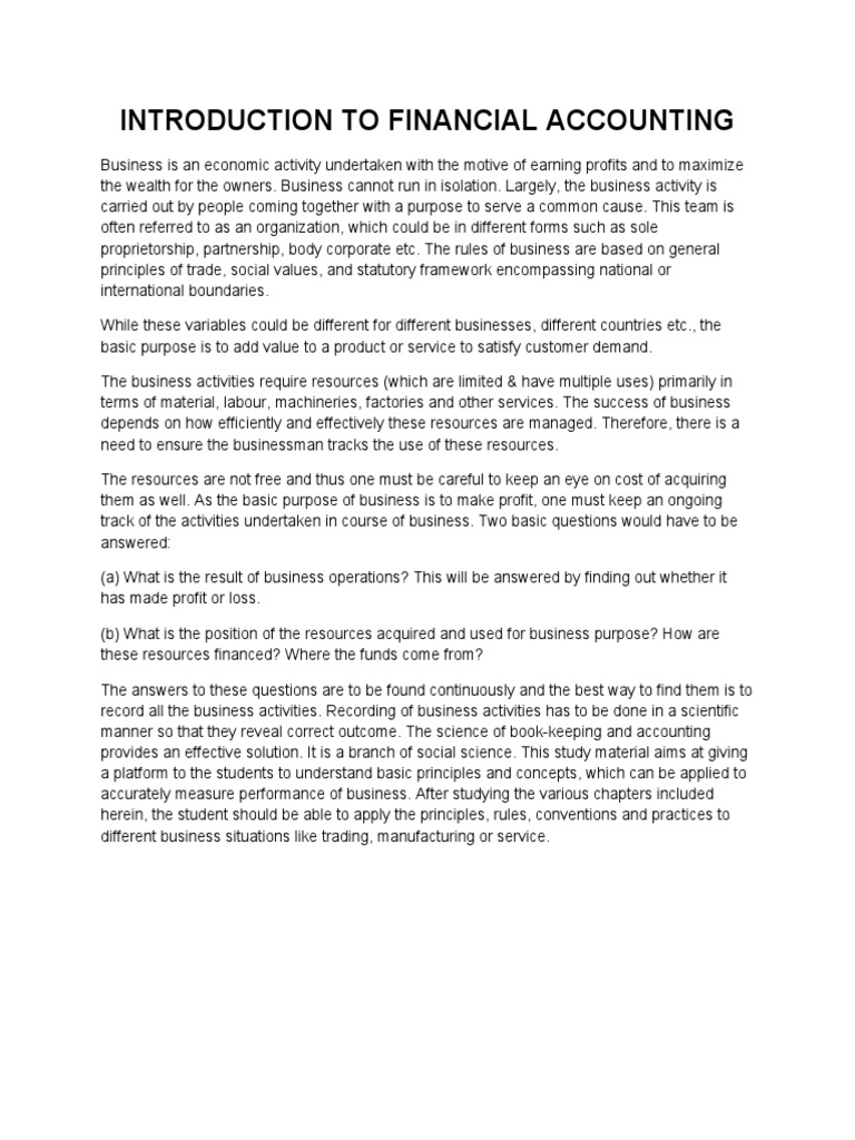 Lesson 1 - Introduction To Financial Accounting | PDF | Career & Growth ...