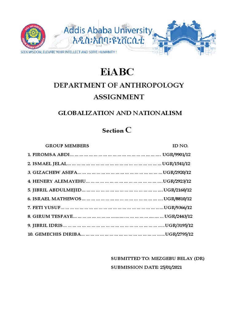 Eiabc: Department of Anthropology Assignment | PDF | Globalization ...