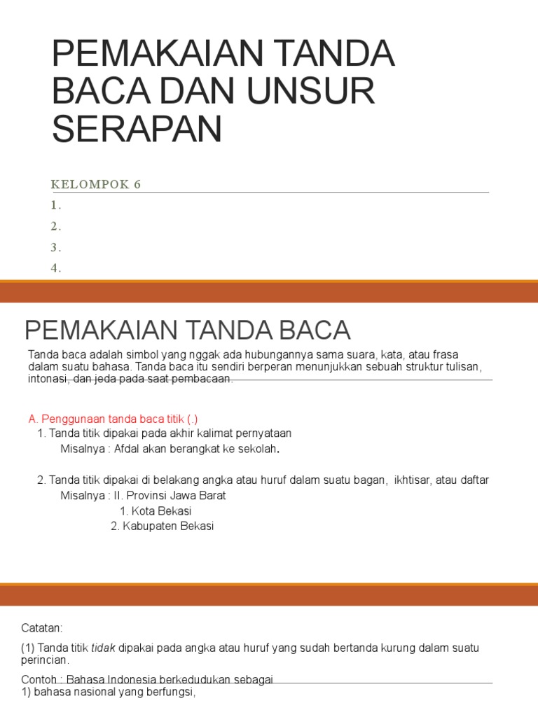Pemakaian Tanda Baca Dan Unsur Serapan | PDF