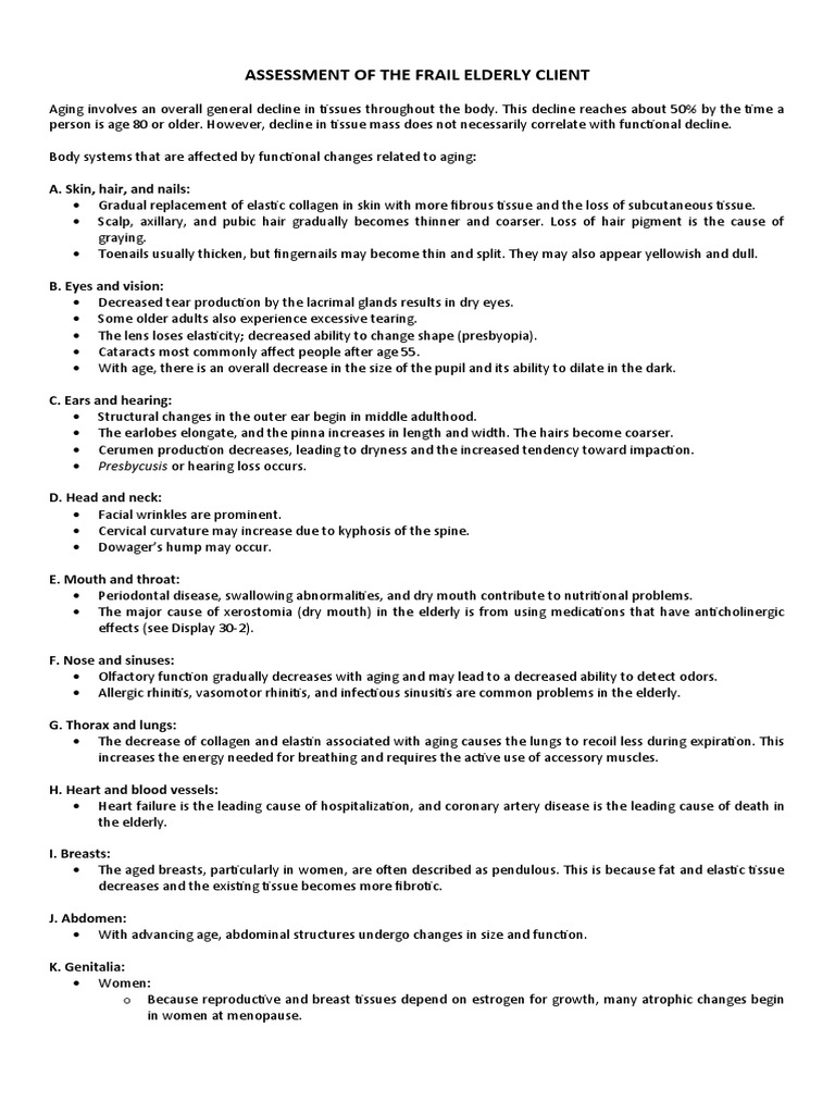 Assessment of The Frail Elderly Client: A. Skin, Hair, and Nails | PDF ...