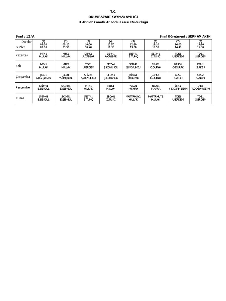 SinifElProgrami Son | PDF