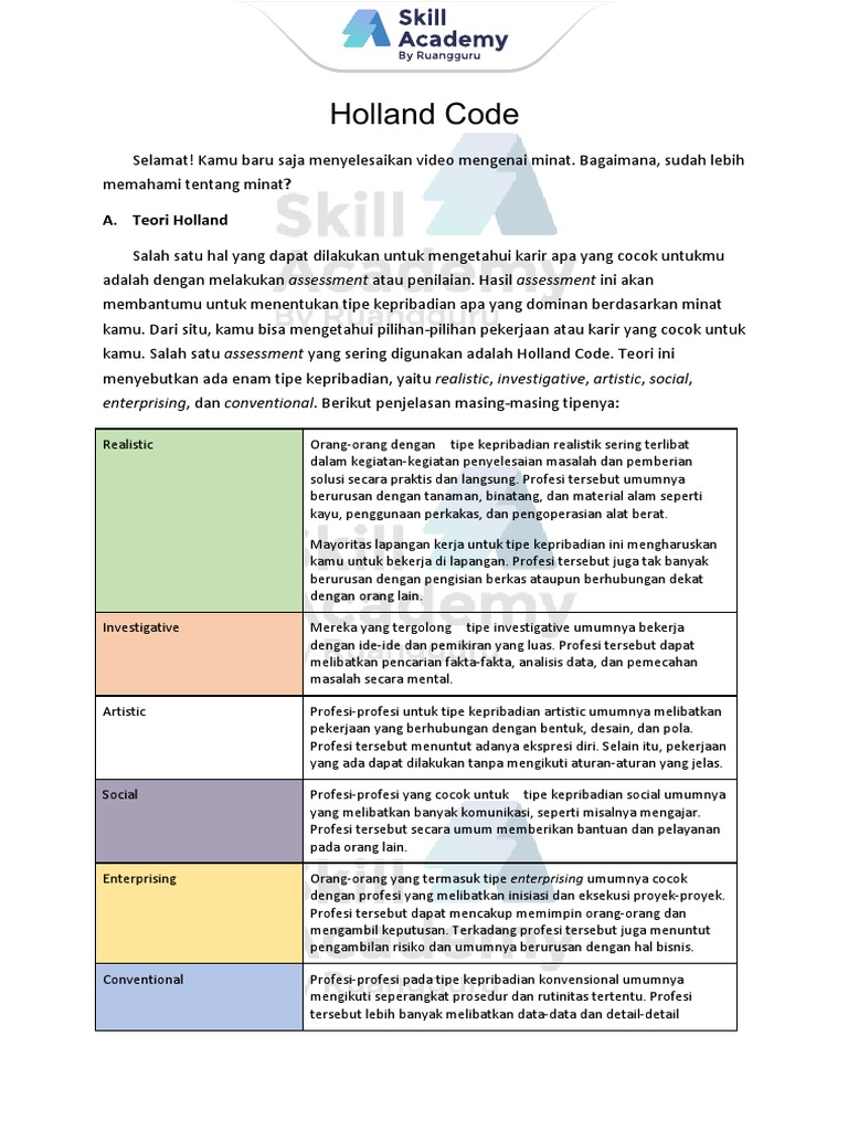 Holland Code | PDF | Seni