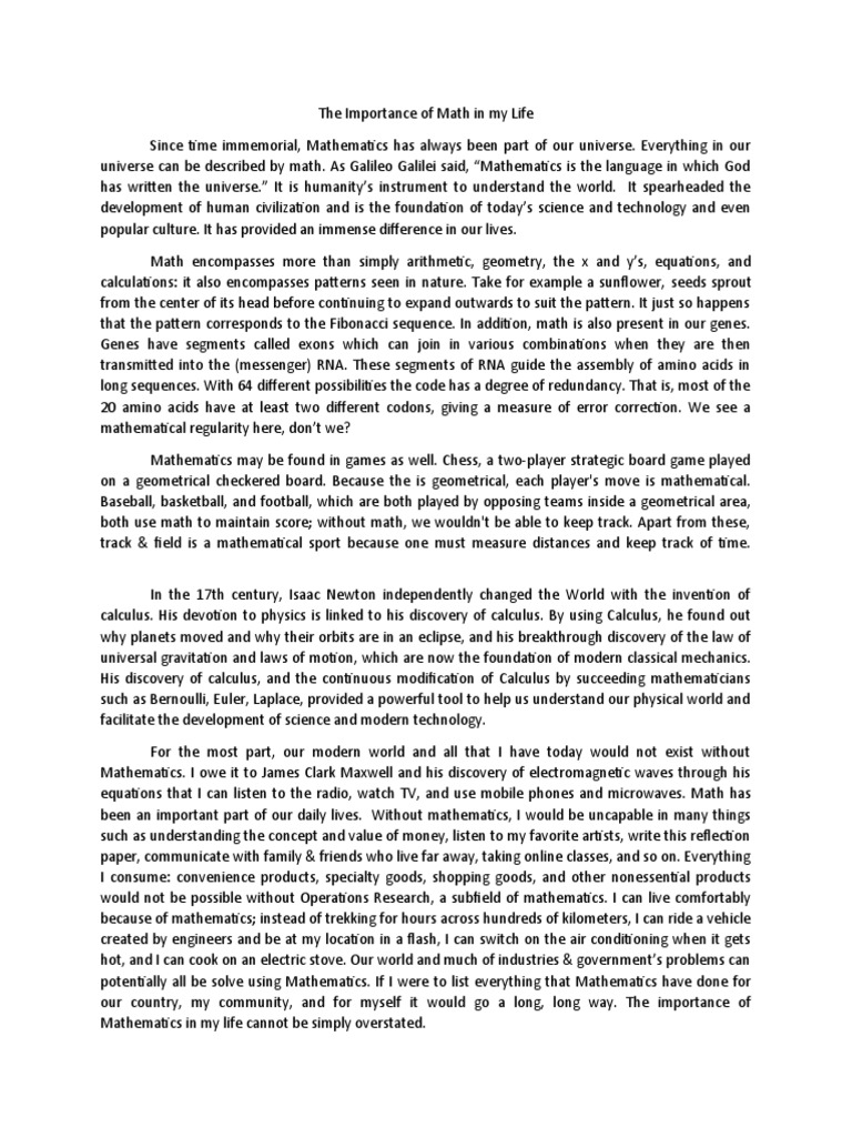 The Role of Math in Everyday Life | PDF | Mathematics | Calculus