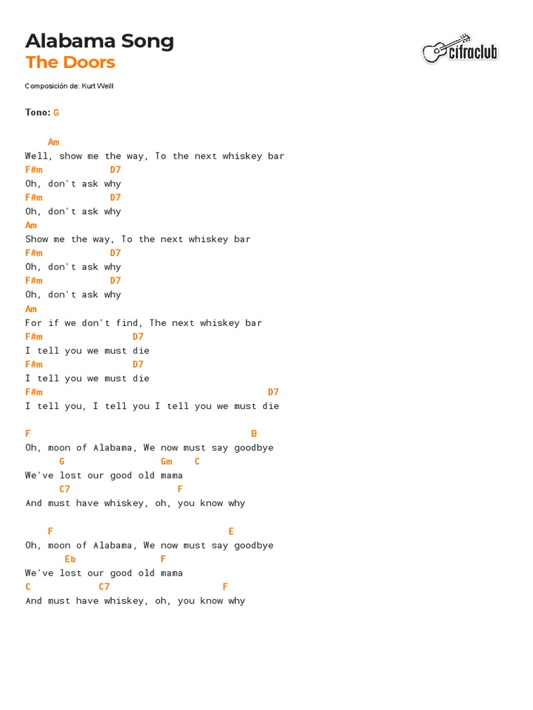 The Doors - Alabama Song | PDF