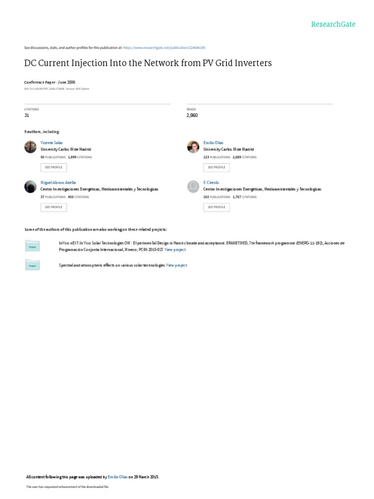 DC Current Injection Into The Network From PV Grid Inverters | PDF ...