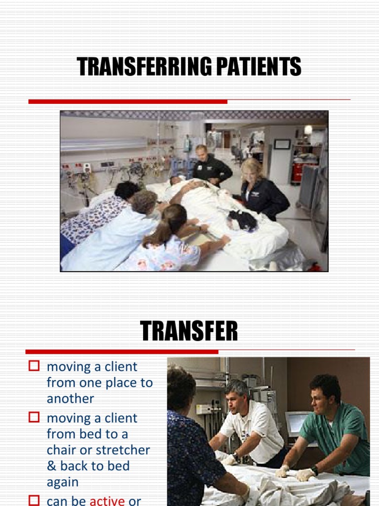 Transferring Patients | PDF | Wheelchair | Anatomical Terms Of Motion