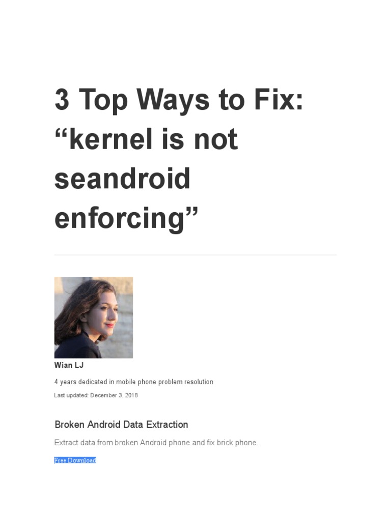 Kernel Is Not Seandroid Enforcing | PDF | Android (Operating System ...