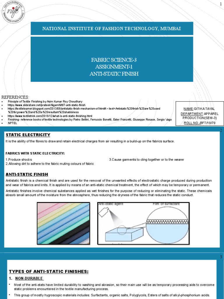 Fabric Science-3 Assignment-1 Anti-Static Finish: National Institute of ...