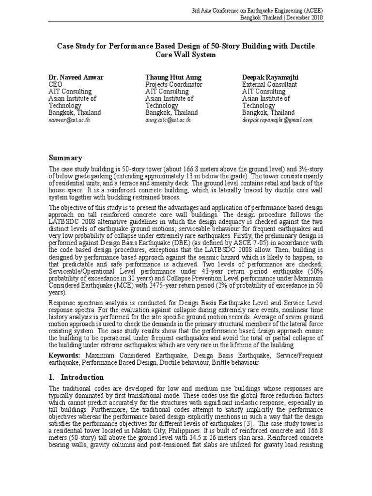 Case Study For Performance Based Design of 50-Story Building With ...