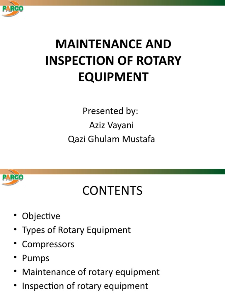 Maintenance and Inspection of Rotary Equipment | PDF | Pump | Bearing ...