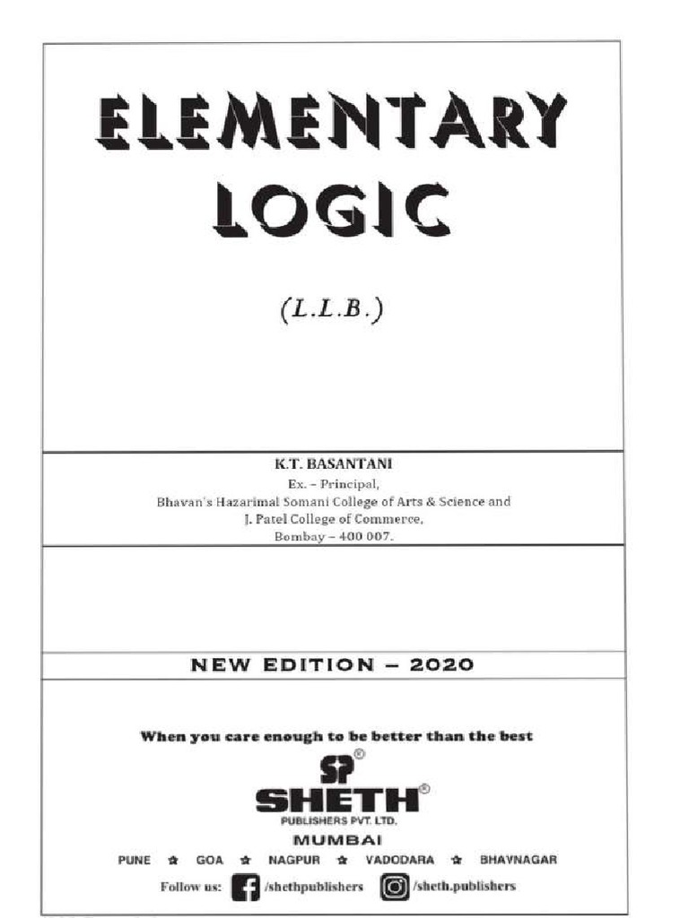 Elementary Logic For LLB (1) - 1 | PDF