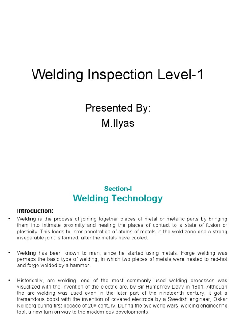 Welding Inspection Level-1: Presented By: M.Ilyas | PDF | Construction ...