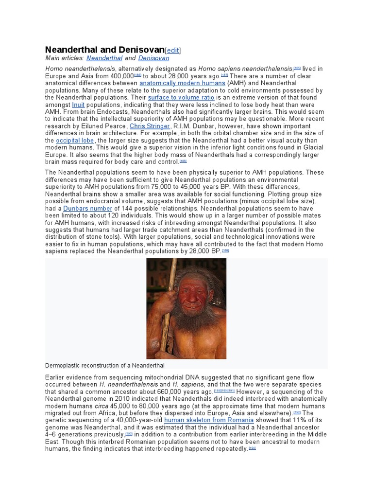 Neanderthal And Denisovan Pdf Neanderthal Genetics