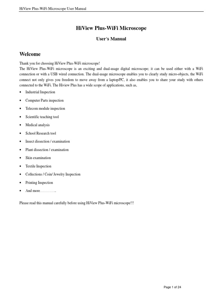 Hiview Plus-Wifi Microscope: User'S Manual | PDF | Ios | Circle